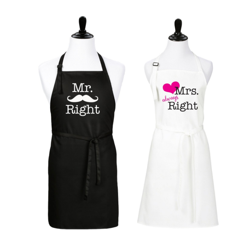 His and Hers Cooking Aprons for Wedding Couples