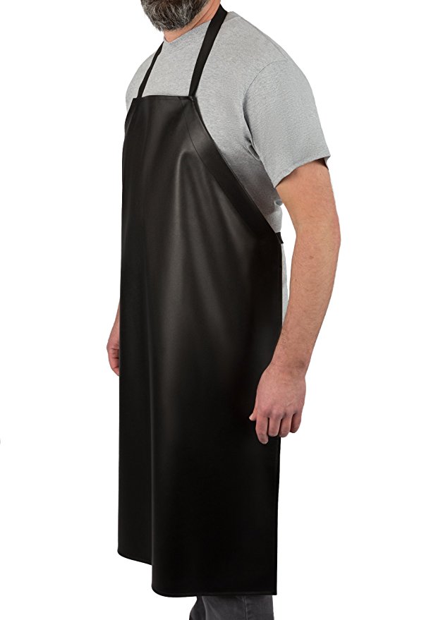 Black Pvc Water Resistant Butchers Apron - APRONMFG